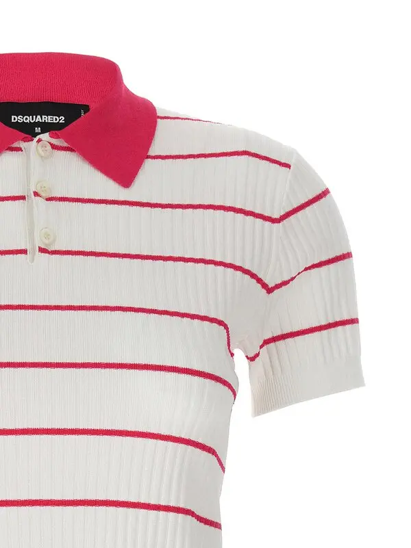 Dsquared2 Striped Ribbed Polo Shirt