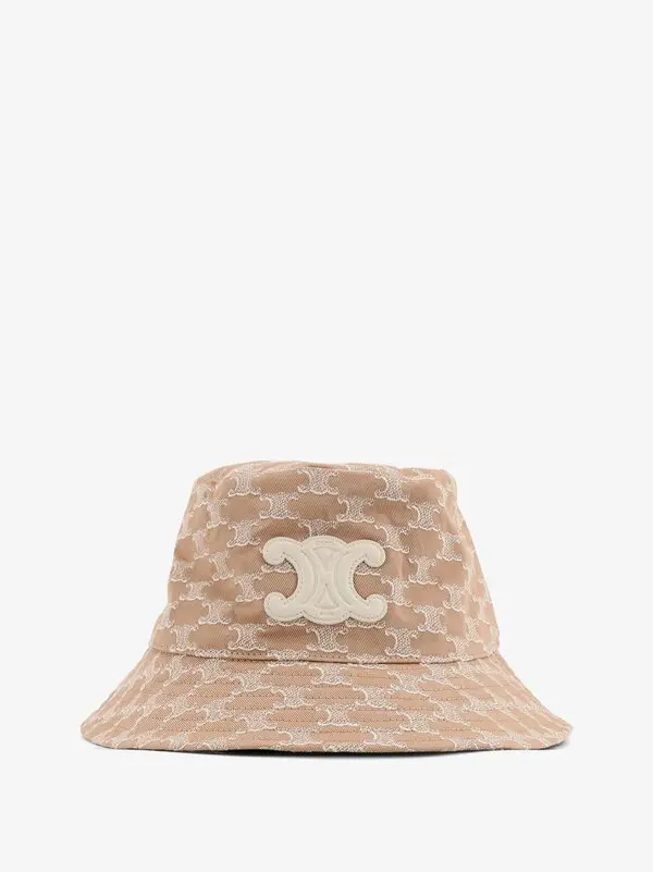 Celine Cotton Bucket Hat With Triomphe Logo - Multicolor