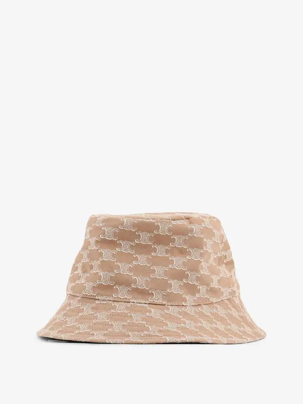 Celine Cotton Bucket Hat With Triomphe Logo