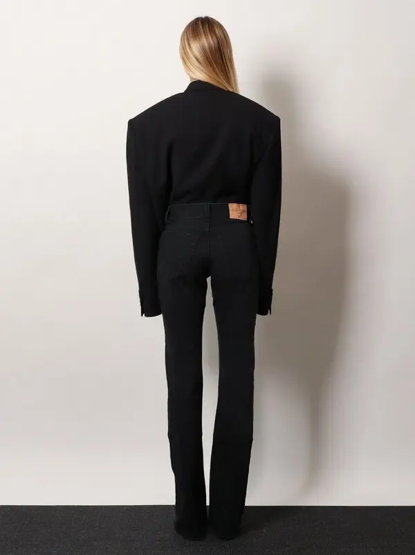 Balenciaga Black Denim Trousers With Frayed Edges