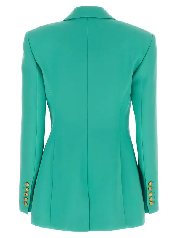 Balmain Logo Button Double-breasted Blazer - Blue