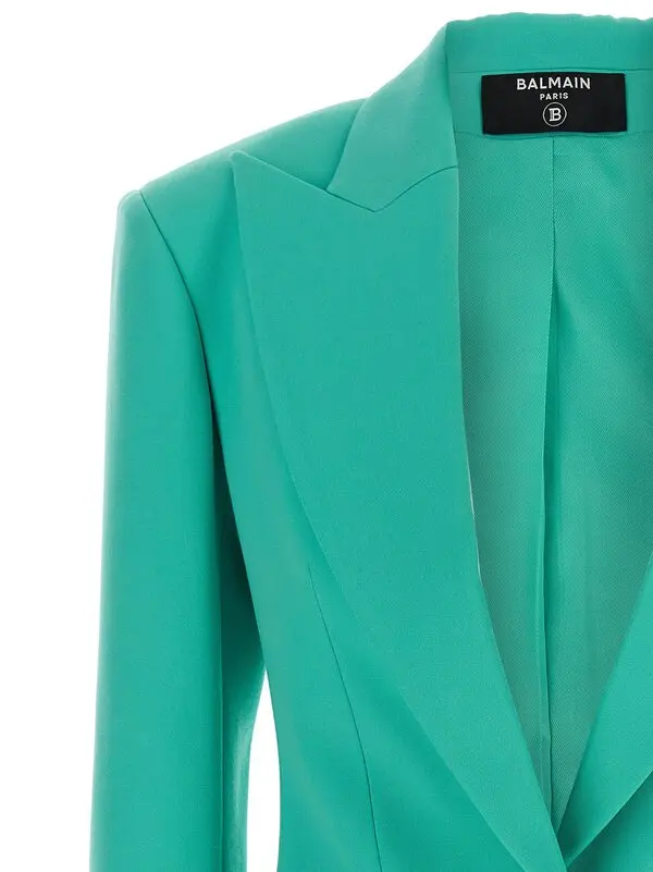 Balmain Logo Button Double-breasted Blazer - Blue