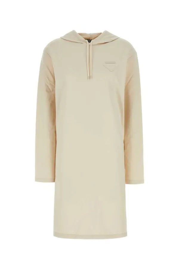 Prada Cream Stretch Cotton Sweatshirt Dress