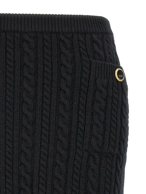 Alessandra Rich Wool Skirt With Button Detail