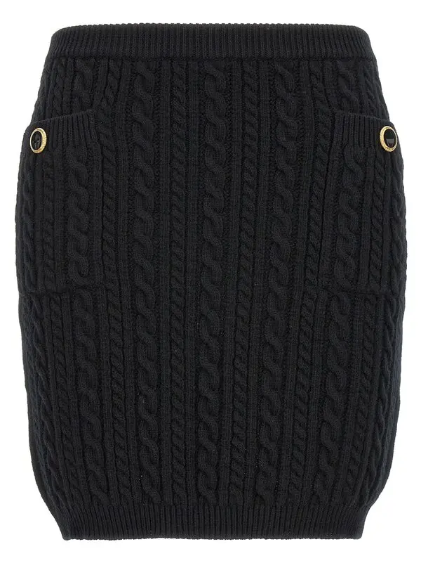 Alessandra Rich Wool Skirt With Button Detail