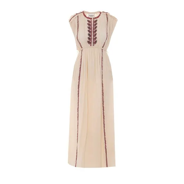 Isabel Marant Étoile Sleeveless Crew Neck Maxi Dress With Embroidery - Cream