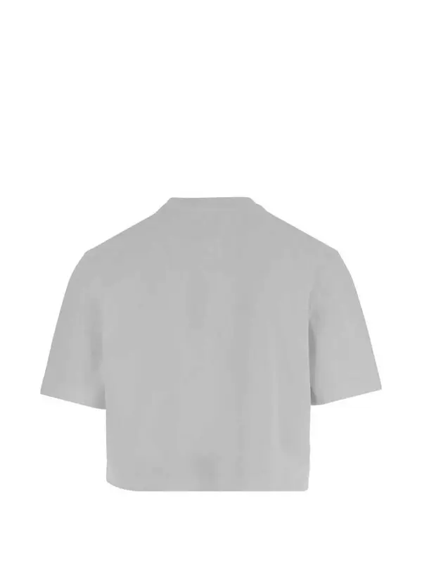 Jacquemus Cropped T-shirt With Embroidered Logo - Gray