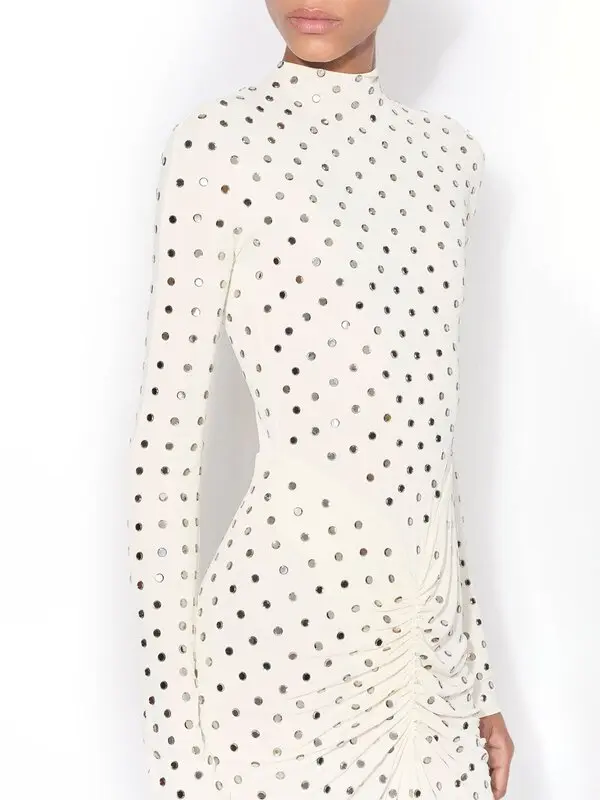 Alaïa Draped Fluid Strass Jersey Dress