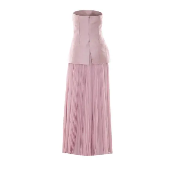 Solace London Claudette Maxi Dress Strapless Pleated Gown