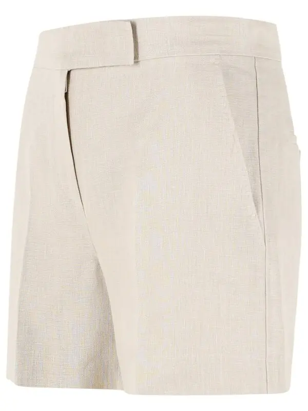 Max Mara Landa Linen Mat Shorts - Cream