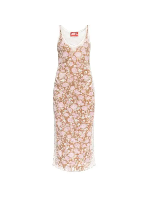 DIESEL® M-blom Floral Ribbed Midi Dress - Multicolor