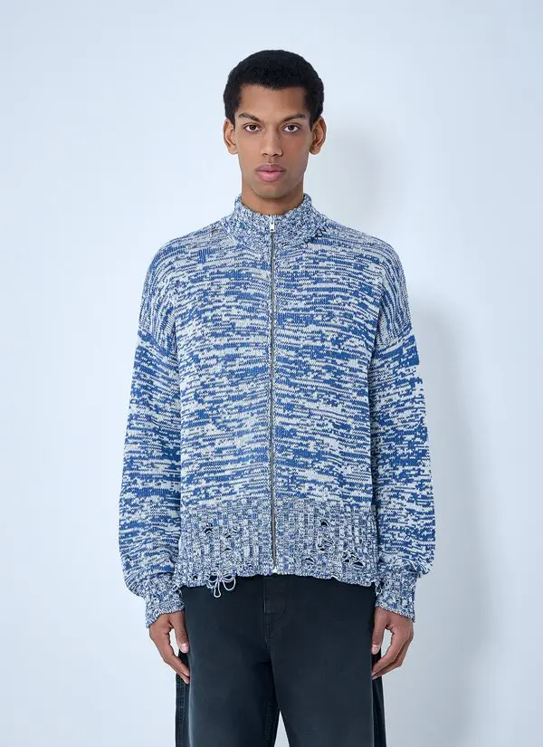 Marni High Neck Zip-up Alpaca And Virgin Wool Blend Cardigan