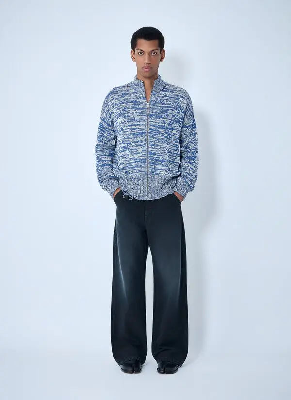 Marni High Neck Zip-up Alpaca And Virgin Wool Blend Cardigan