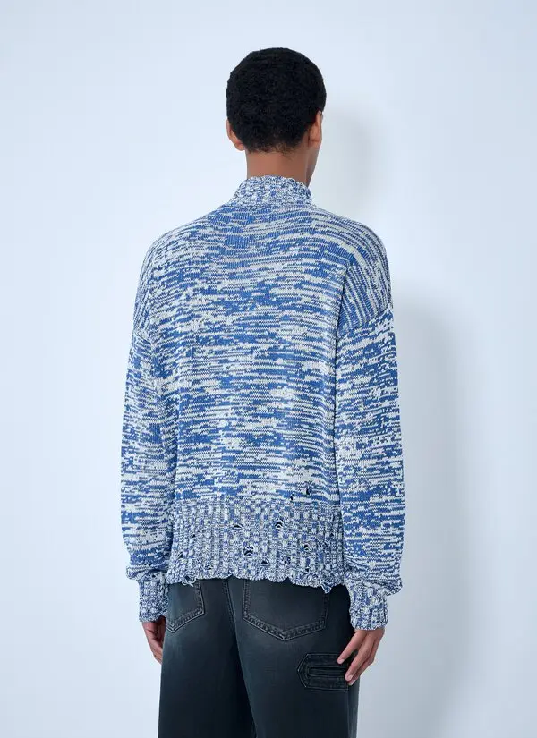 Marni High Neck Zip-up Alpaca And Virgin Wool Blend Cardigan