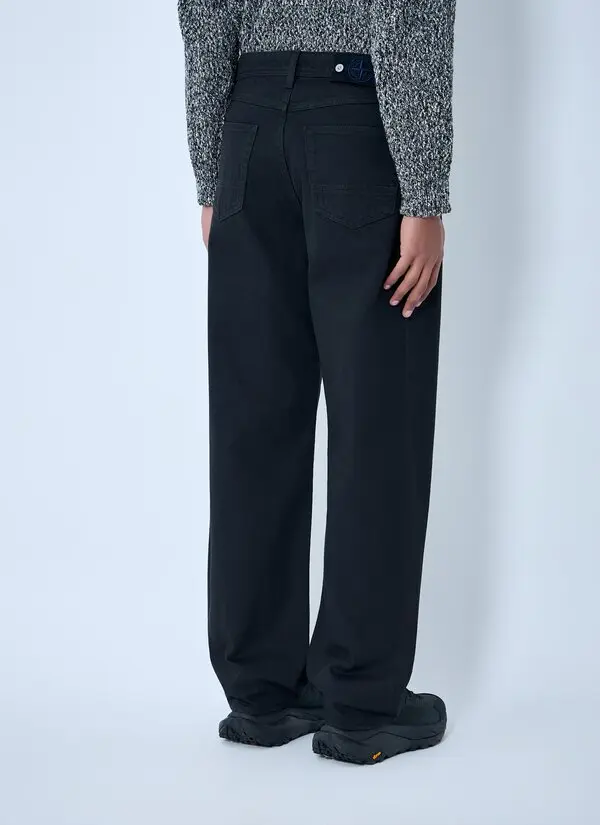 Stone Island Wide-leg Five-pocket Denim Trousers - Black