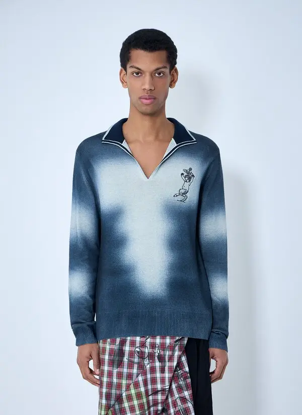 VIVIENNE WESTWOOD Bizet Embroidered Knit Pullover - Blue