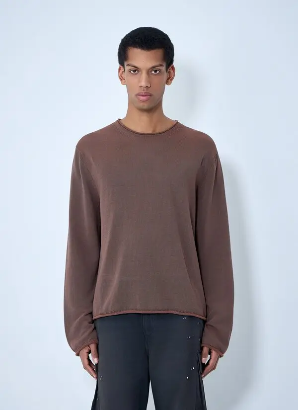 Our Legacy Rigid Popover Sweater Fine Knit Crewneck - Brown