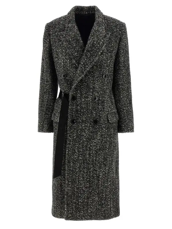 Isabel Marant Étoile Ebyane Herringbone Wool Blend Double-breasted Coat - Black