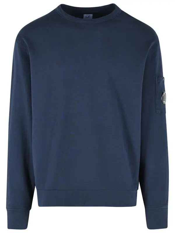 C.P. COMPANY Cotton Sweatshirt With Lens Application - Blue