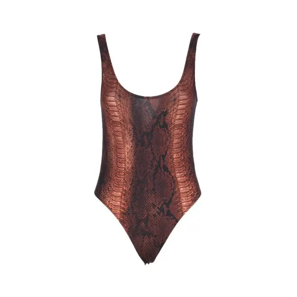 JEAN PAUL GAULTIER Python Print One Piece Swimsuit - Brown