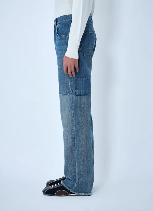 WALES BONNER Patchwork Slub Wide-leg Jeans