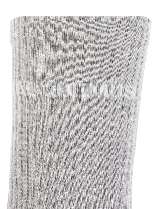 Jacquemus Ribbed Cotton Crew Socks With Embroidered Logo