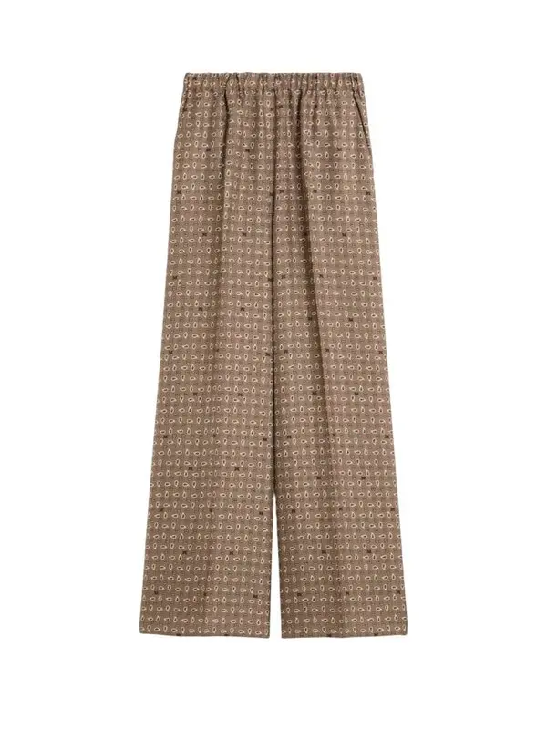 Max Mara Printed Silk Twill Wide-leg Pants - Brown