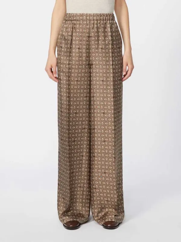 Max Mara Printed Silk Twill Wide-leg Pants - Brown