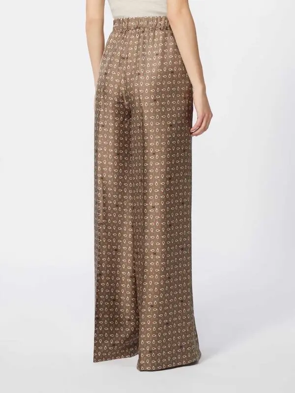 Max Mara Printed Silk Twill Wide-leg Pants - Brown