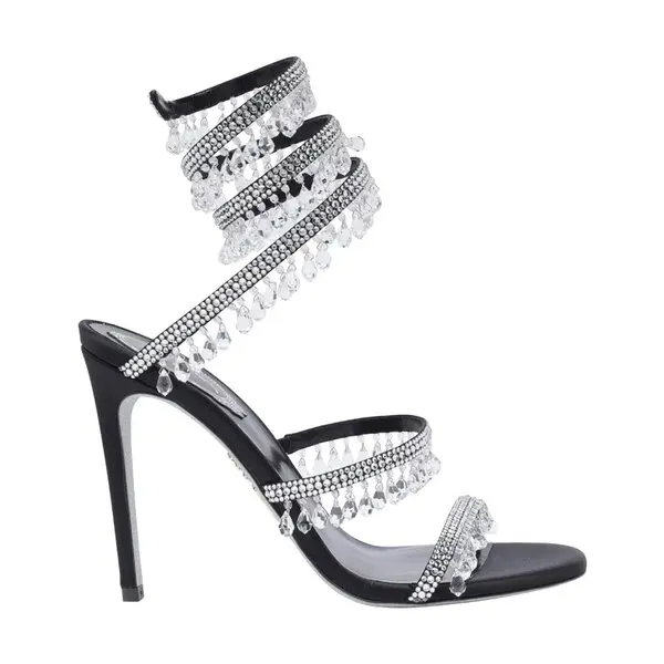 Rene Caovilla Crystal Embellished Ankle Strap Stiletto Sandals