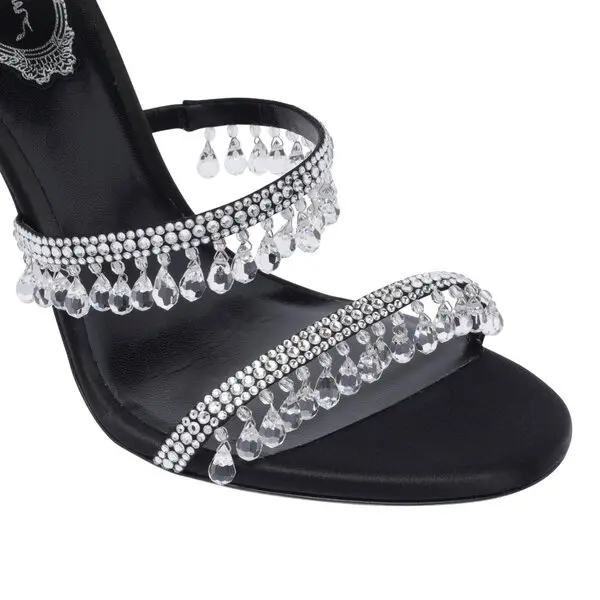Rene Caovilla Crystal Embellished Ankle Strap Stiletto Sandals