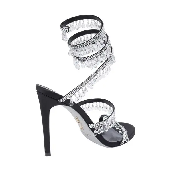 Rene Caovilla Crystal Embellished Ankle Strap Stiletto Sandals