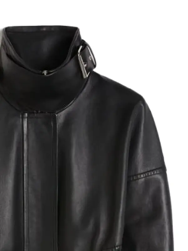 Sportmax Belted Leather Jacket With Buttons