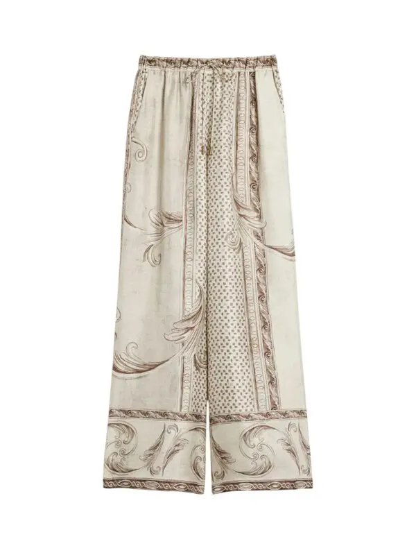 Max Mara Flowing Printed Silk Twill Pants