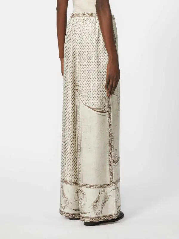 Max Mara Flowing Printed Silk Twill Pants