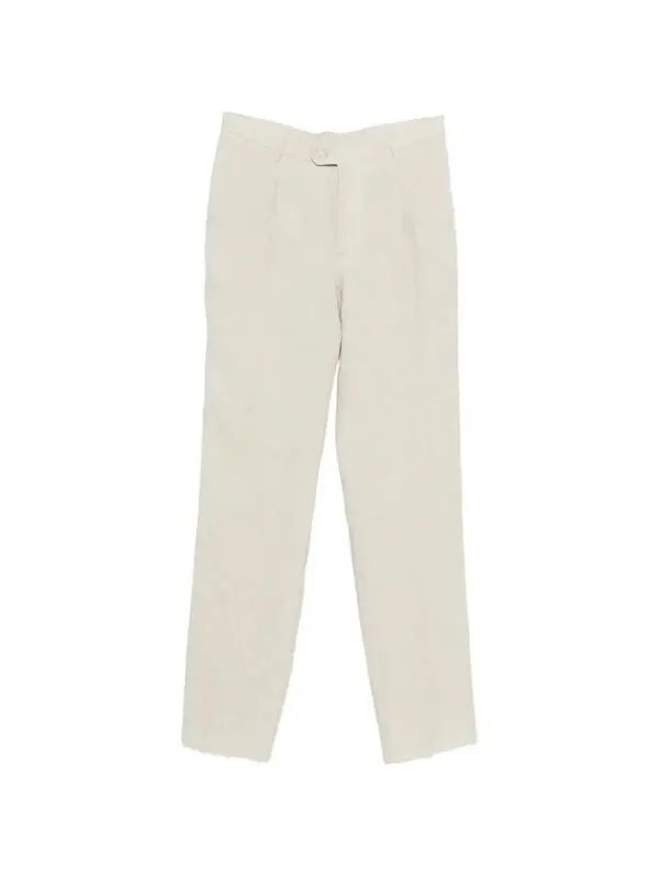 Etro Pleated Linen Trousers With Belt Loops - Multicolor