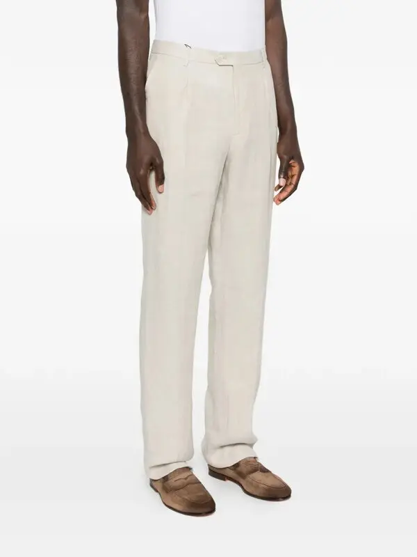 Etro Pleated Linen Trousers With Belt Loops - Multicolor