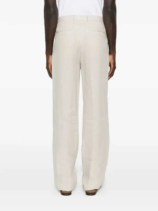 Etro Pleated Linen Trousers With Belt Loops - Multicolor