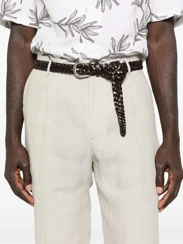 Etro Pleated Linen Trousers With Belt Loops - Multicolor
