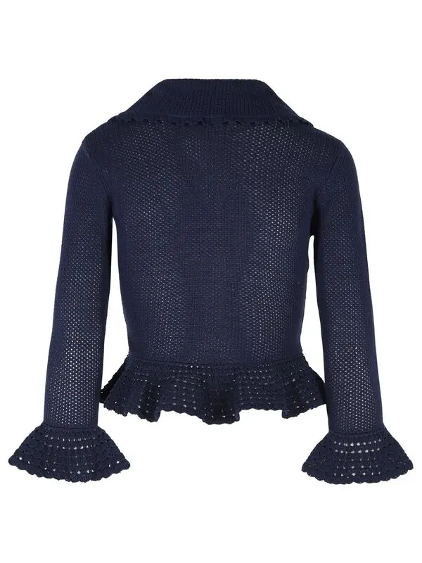 SELF-PORTRAIT Navy Viscose Blend Cardigan