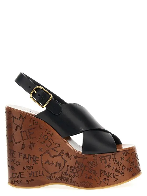 Chloé Maxime Wedges With Crossover Straps - Black