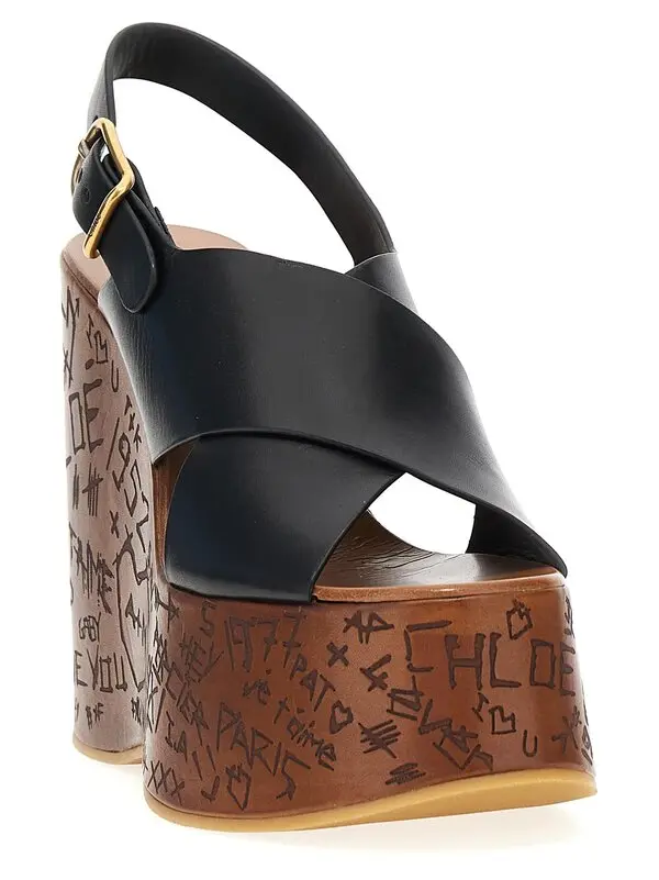 Chloé Maxime Wedges With Crossover Straps - Black