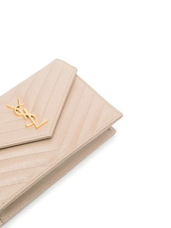 Saint Laurent Cassandre Envelope Chain Wallet In Grain De Poudre Leather - Multicolor