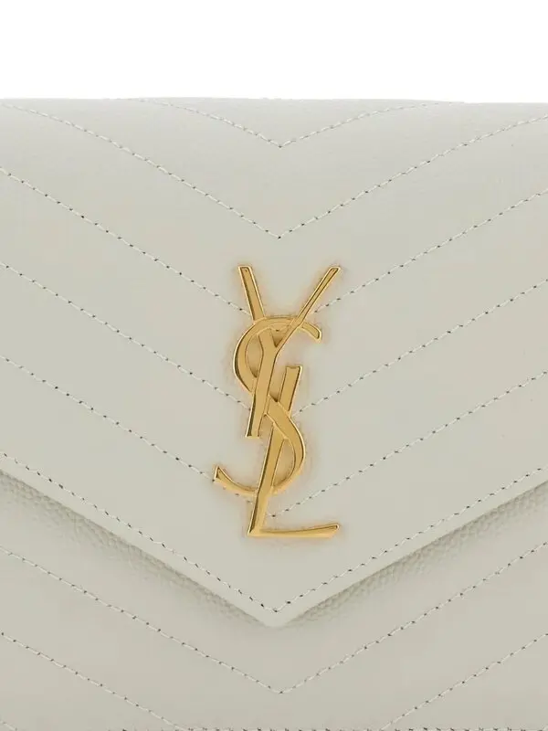 Saint Laurent Cassandre Envelope Chain Wallet In Grain De Poudre Leather