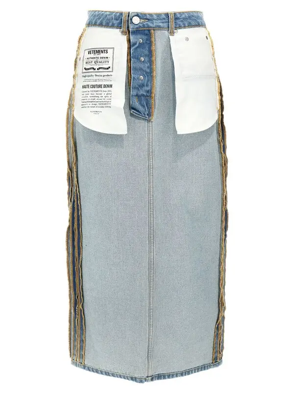 Vetements Inside-out Cotton Denim Skirt - Blue