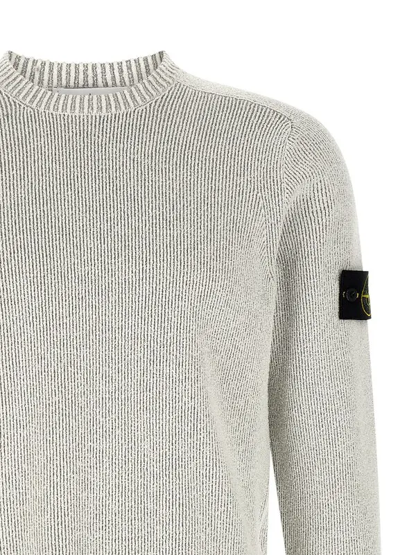 Stone Island Ribbed Bouclé Cotton Sweater - Gray