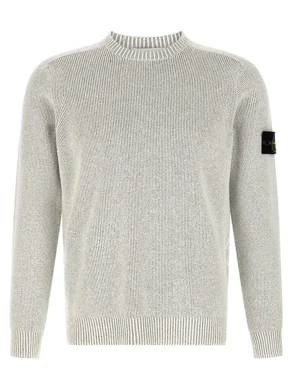 Stone Island Ribbed Bouclé Cotton Sweater - Gray