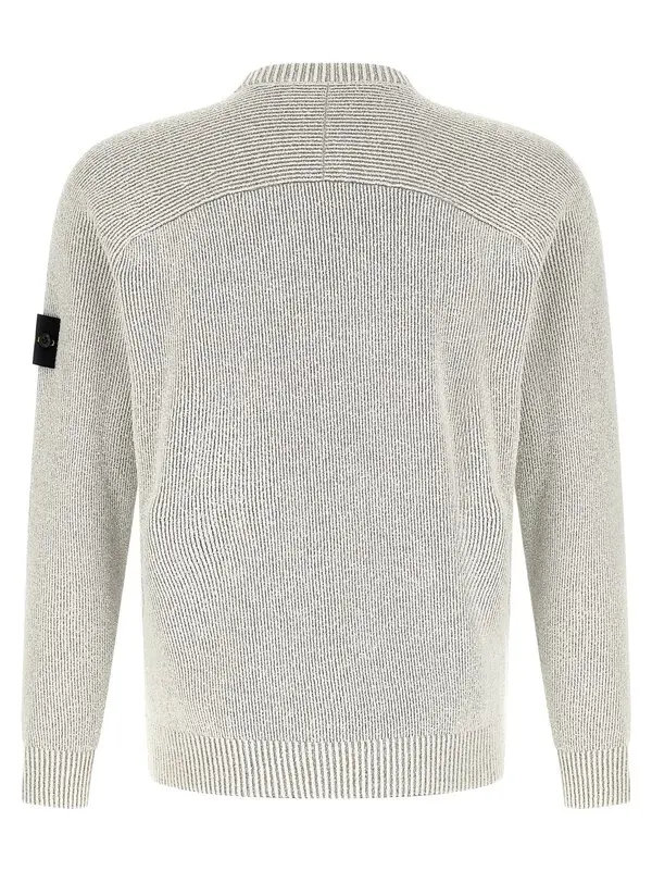 Stone Island Ribbed Bouclé Cotton Sweater - Gray