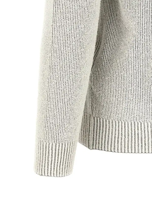 Stone Island Ribbed Bouclé Cotton Sweater - Gray