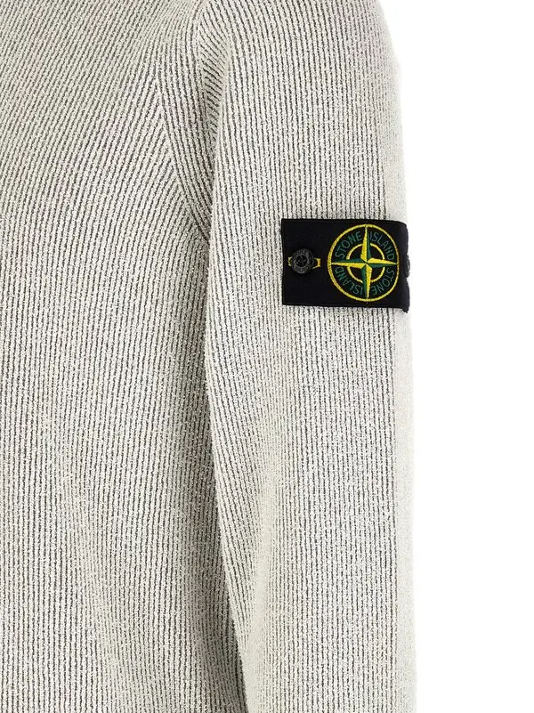 Stone Island Ribbed Bouclé Cotton Sweater - Gray